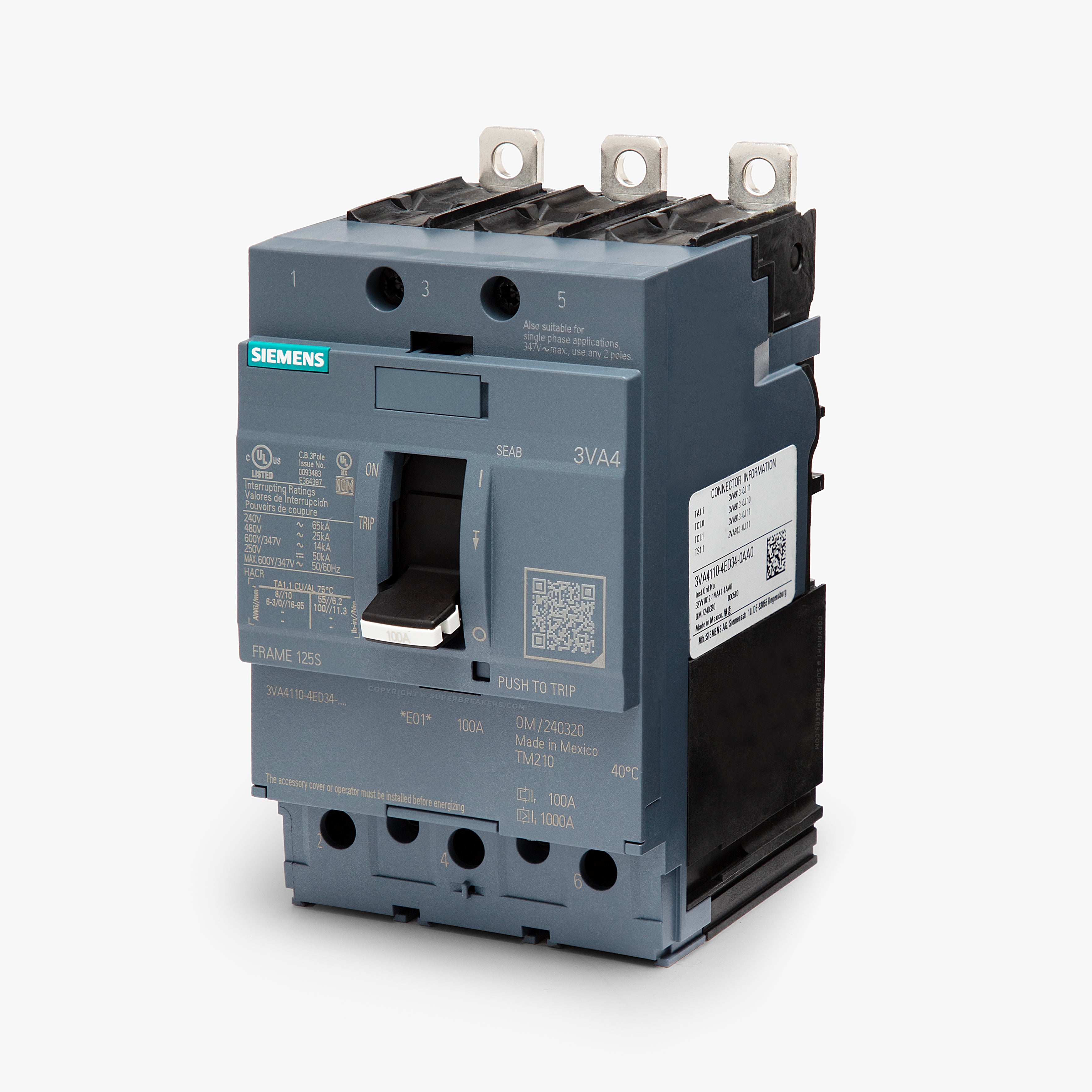 Siemens 3VA4110-4ED34-0AA0 3 Pole Circuit Breaker – SuperBreakers