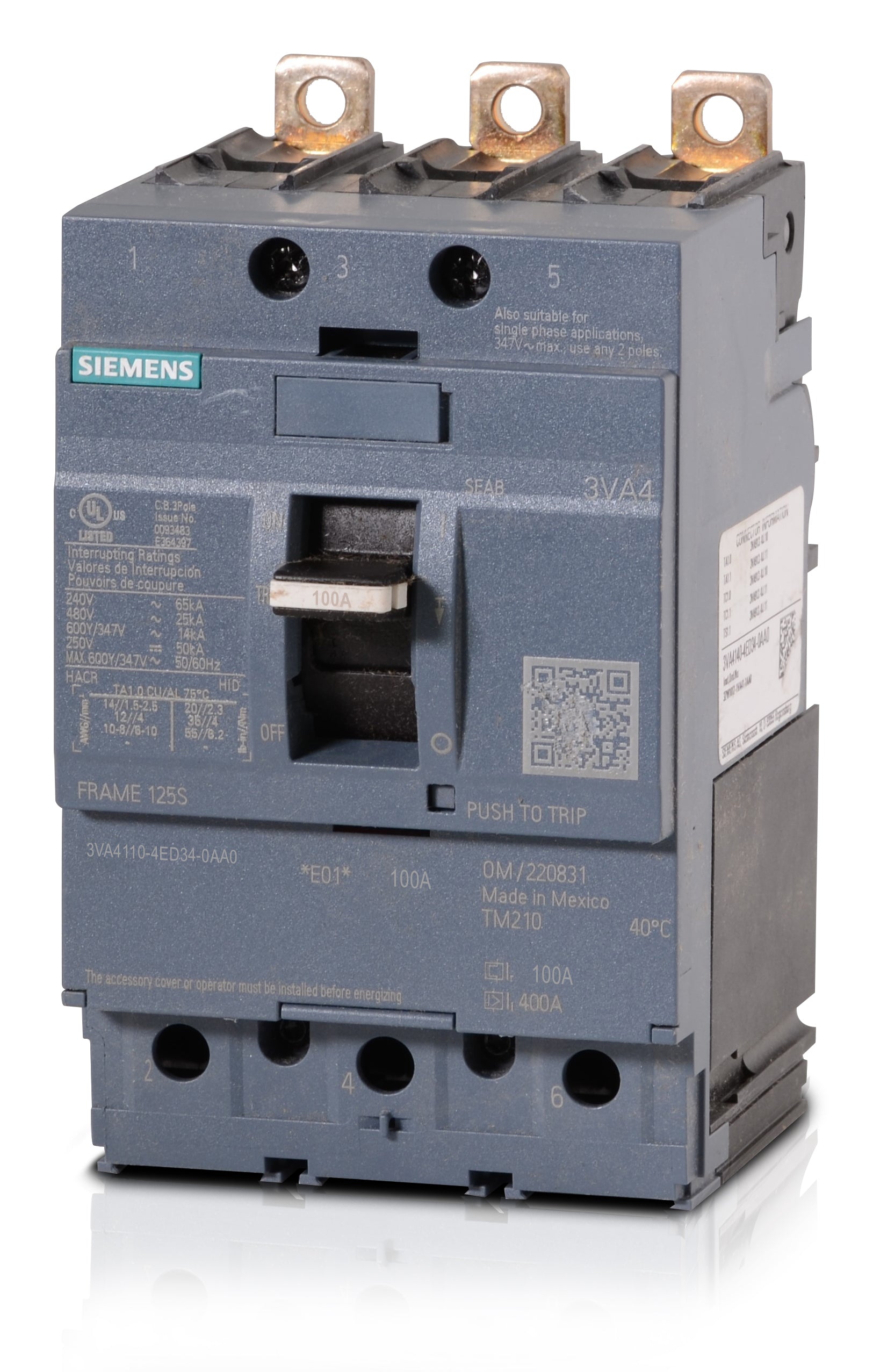 Siemens 3VA4110-4ED34-0AA0 3 Pole Circuit Breaker – SuperBreakers