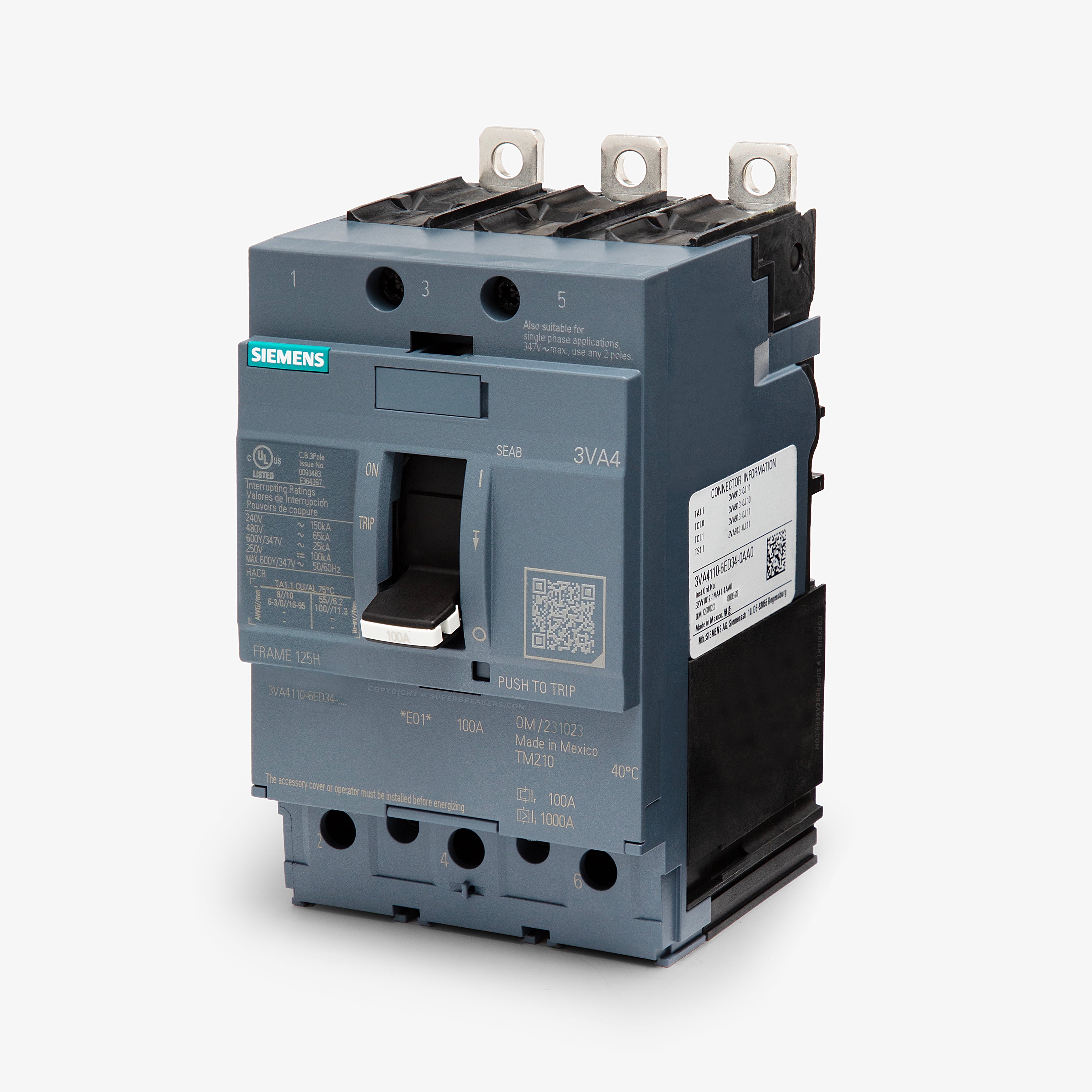 Siemens 3VA4110-6ED34-0AA0 Molded Case Circuit Breaker – SuperBreakers