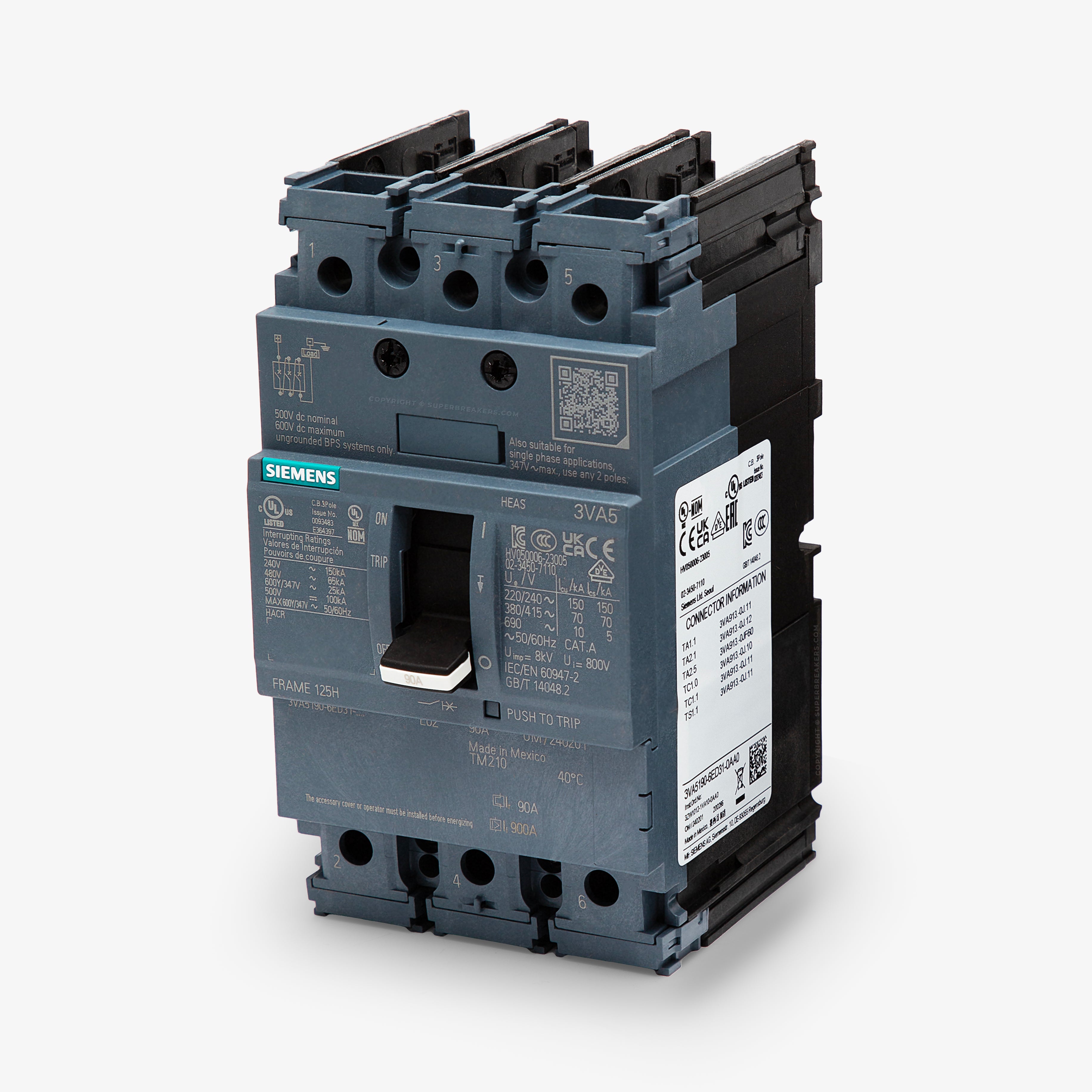 Siemens 3VA5190-6ED31-0AA0 3 Pole Circuit Breaker – SuperBreakers