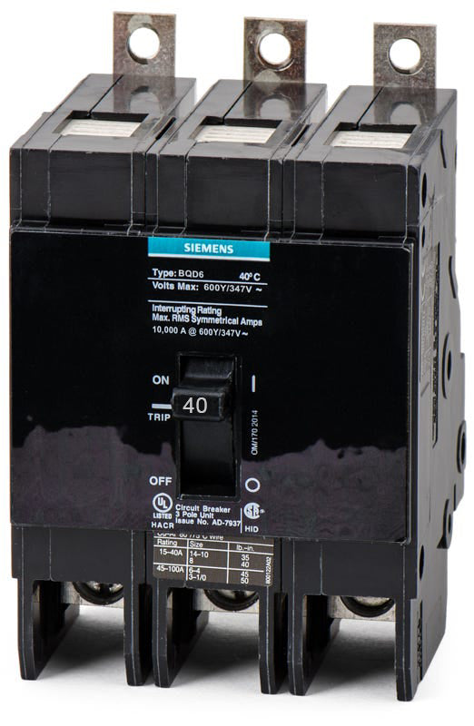 New Siemens BQD6340 3 Pole Circuit Breaker – SuperBreakers