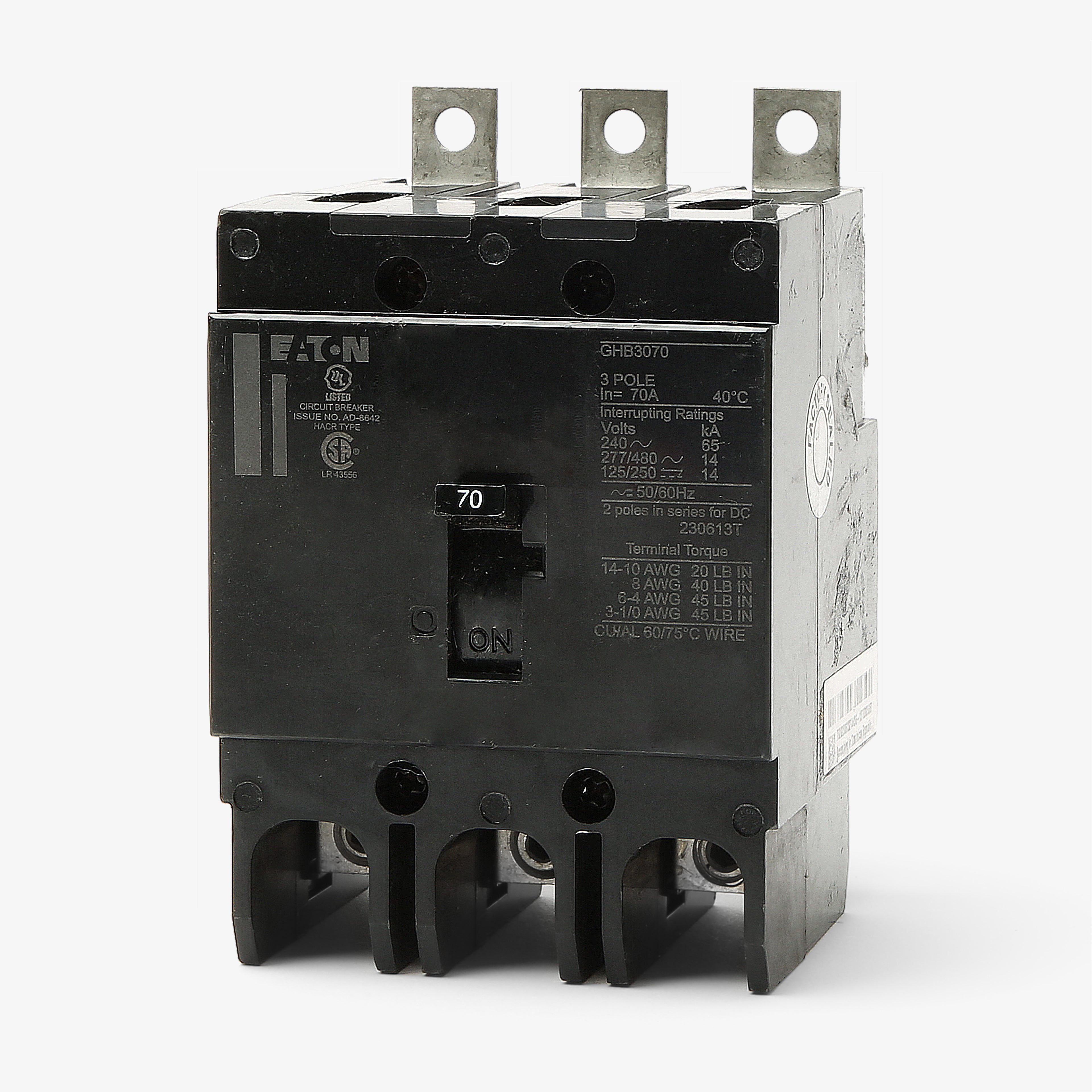 Eaton / Cutler-Hammer GHB3070 - 70A 3 Pole Molded Case Circuit Breaker ...