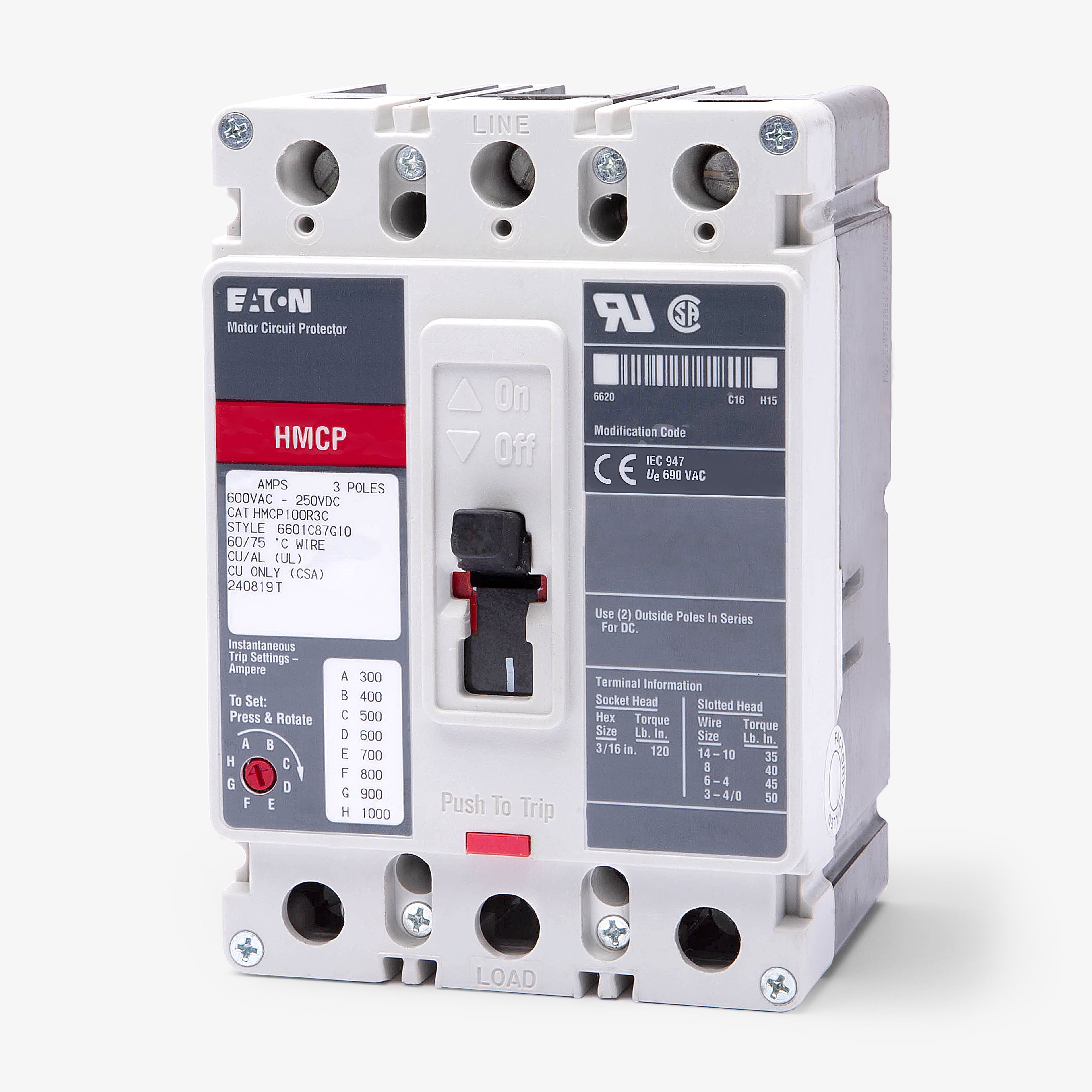 Eaton / Cutler-Hammer HMCP007C0 - 7A 3 Pole Motor Circuit Protector ...