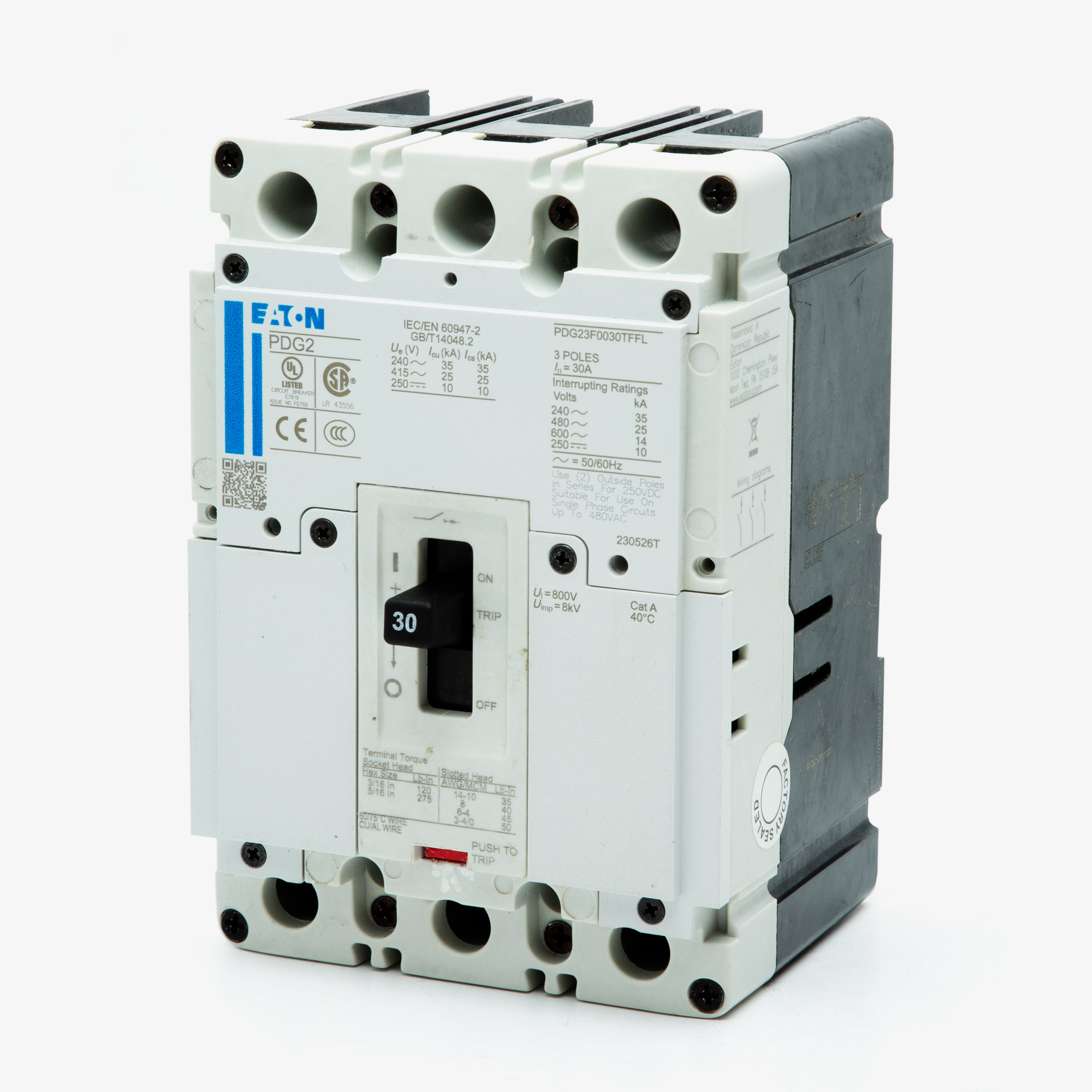 New Eaton PDG23F0030TFFL 3 Pole Circuit Breaker – SuperBreakers