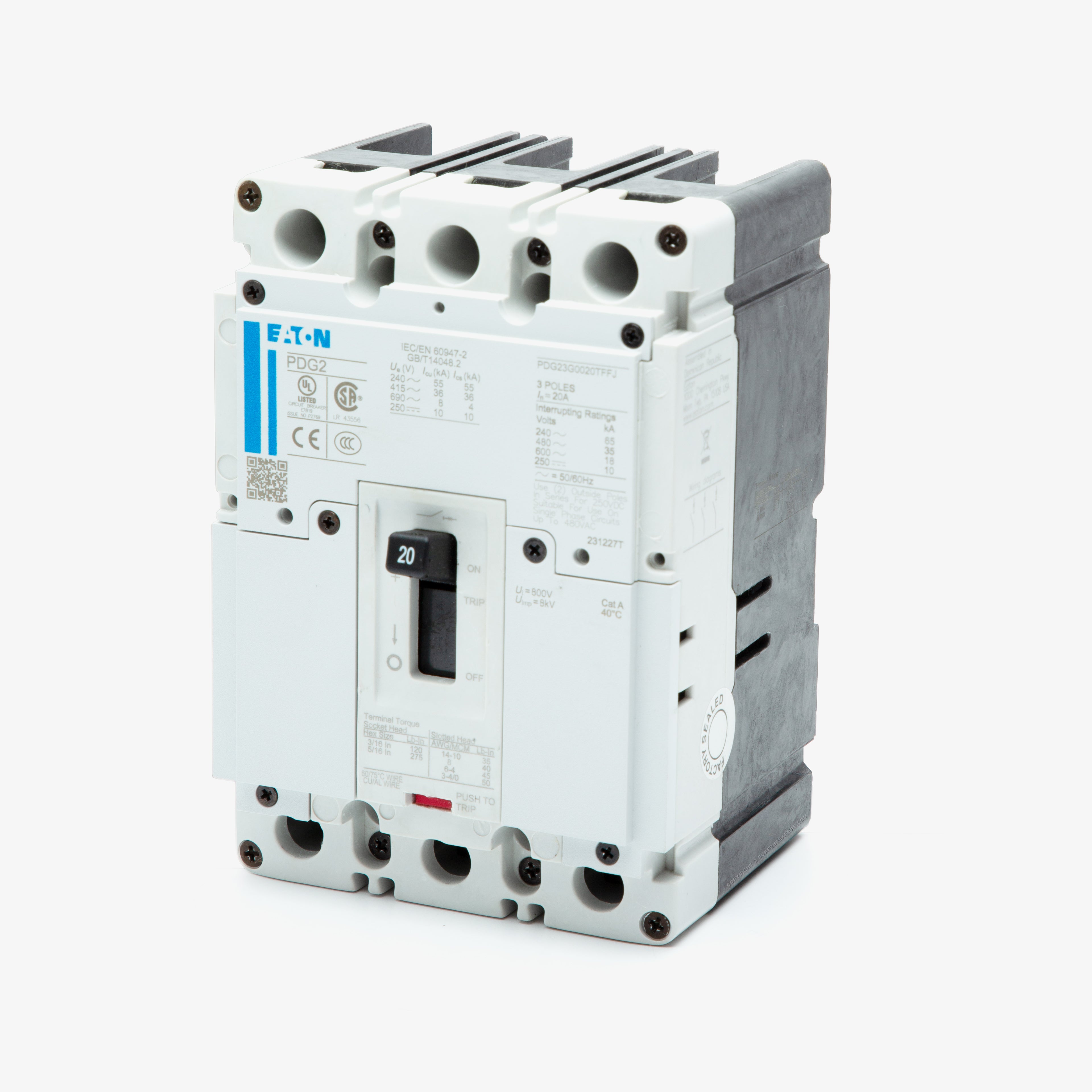 Eaton PDG23G0020TFFJ 3 Pole Circuit Breaker – SuperBreakers