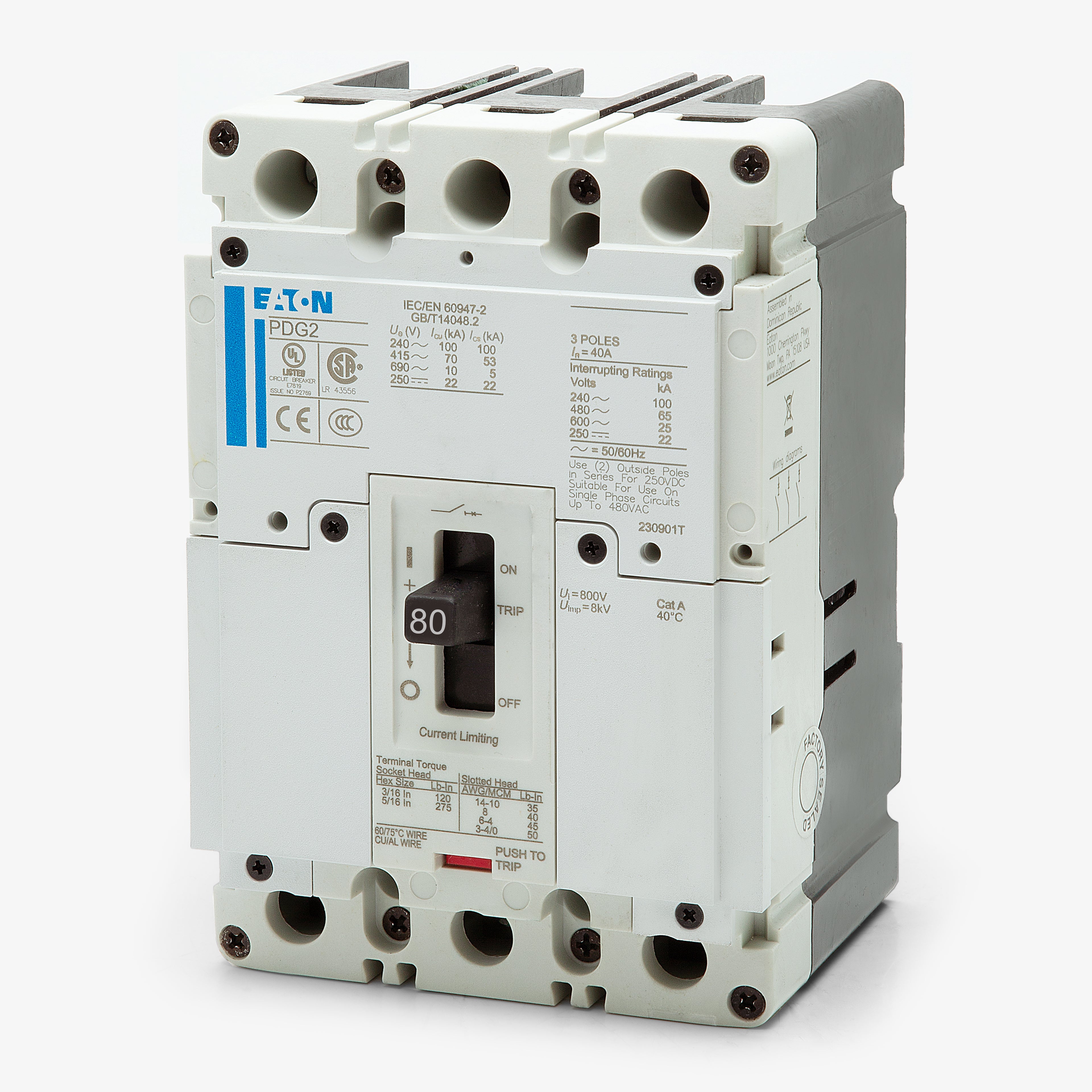 New Eaton PDG23M0080TFFJ 3 Pole Circuit Breaker – SuperBreakers