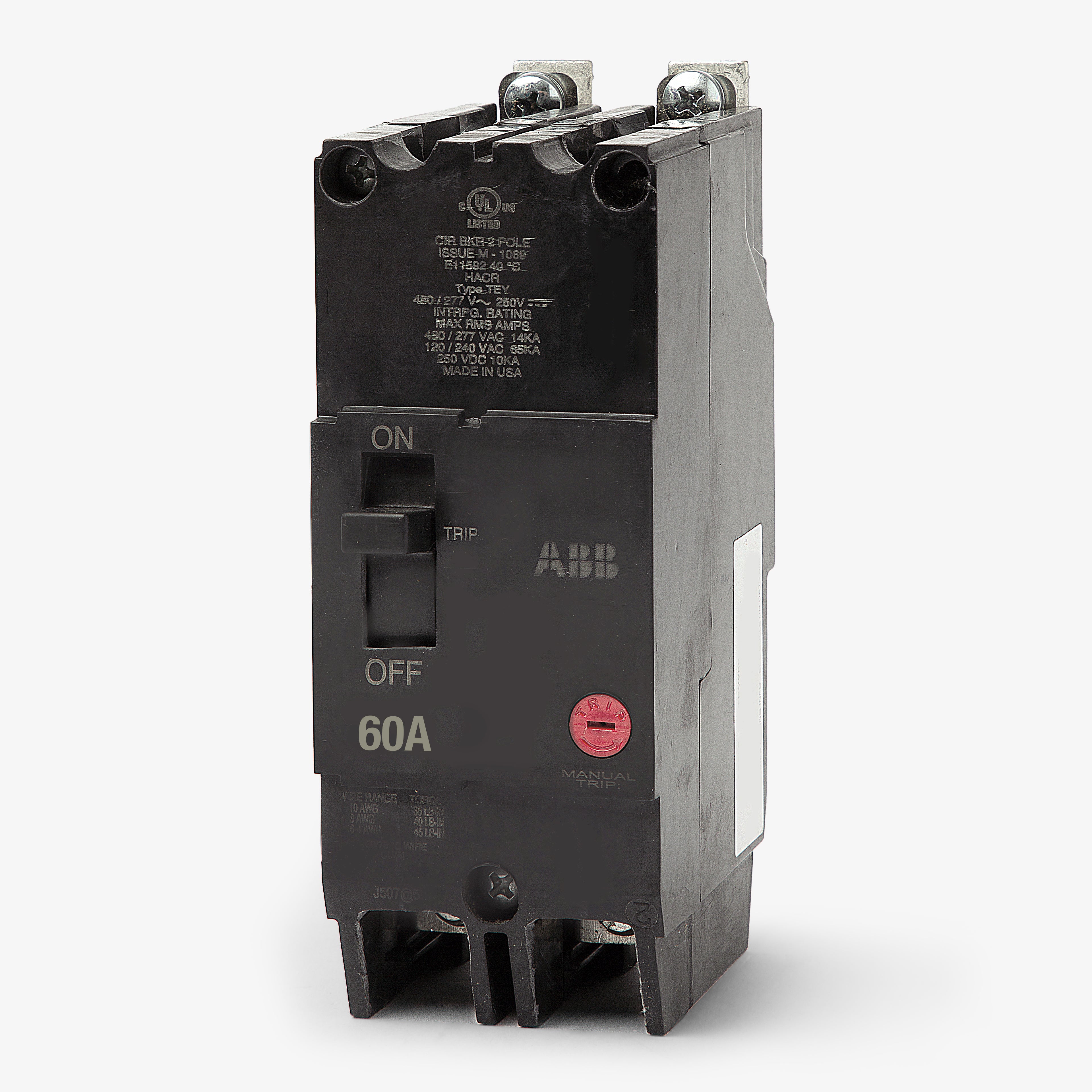 ABB / General Electric TEY260 - 60A 2 Pole Miniature Circuit Breaker ...