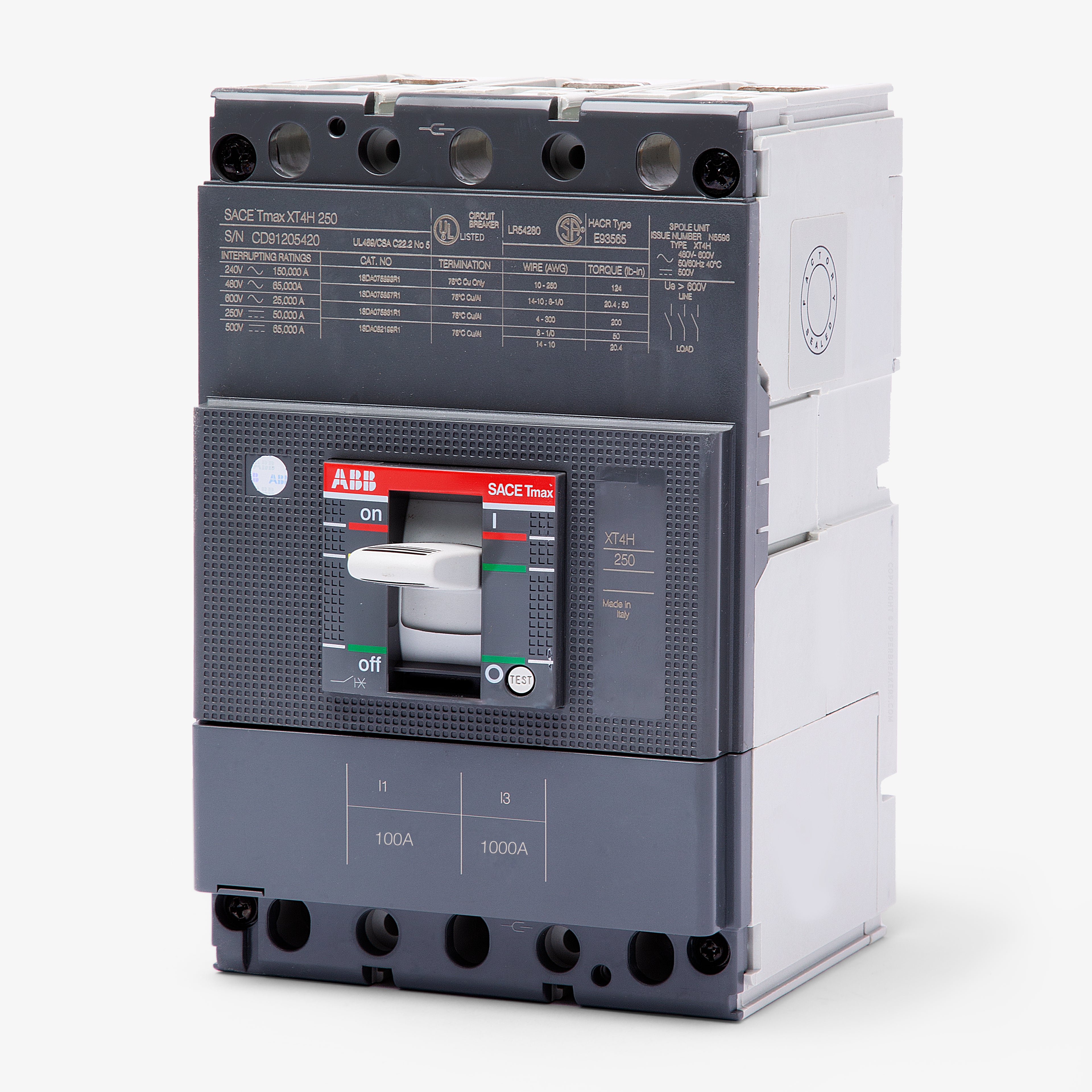 New ABB XT4HU3100AFJ000XXX 3 Pole Circuit Breaker – SuperBreakers