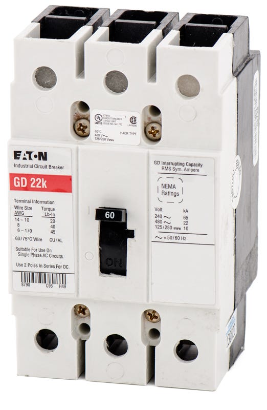 Eaton/Cutler-Hammer GD3060 3 Pole Circuit Breaker – SuperBreakers