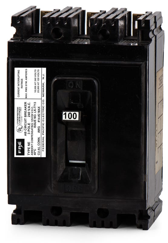 Federal Pacific NE233100 - 100A 3 Pole Molded Case Circuit Breaker ...