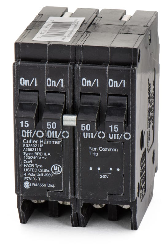 Eaton / Cutler-Hammer BQ2502115 - 15/50A Quadplex Miniature Circuit Br ...