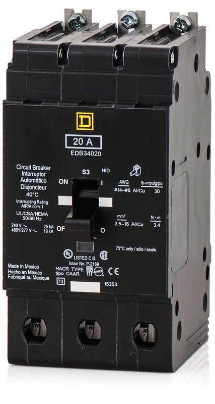 Square D EDB34020 3 Pole Circuit Breaker – SuperBreakers