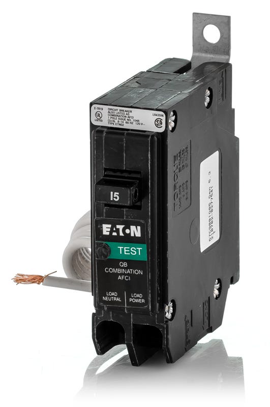 Eaton QB1015CAF 1 Pole Combination Arc Fault Circuit Breaker ...