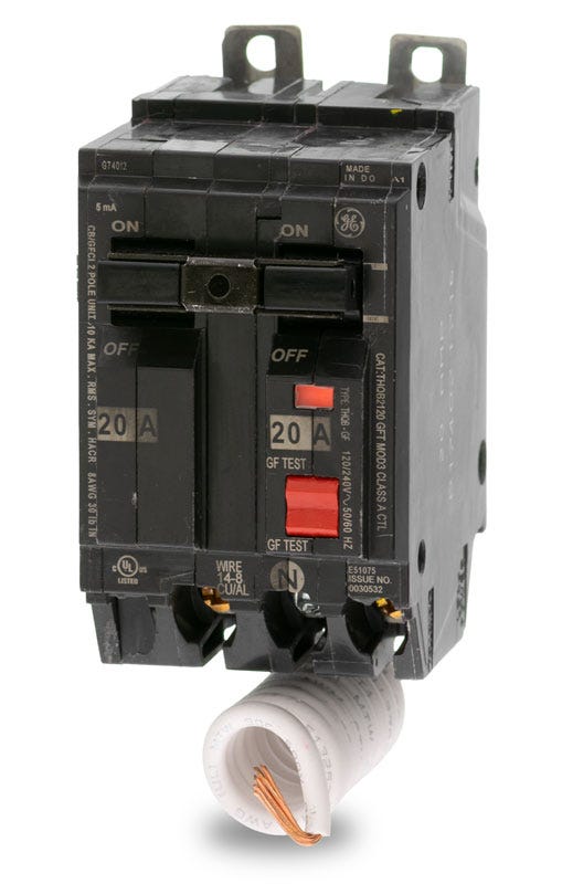 General Electric THQB2120GFT 2 Pole Ground Fault Circuit Breaker ...