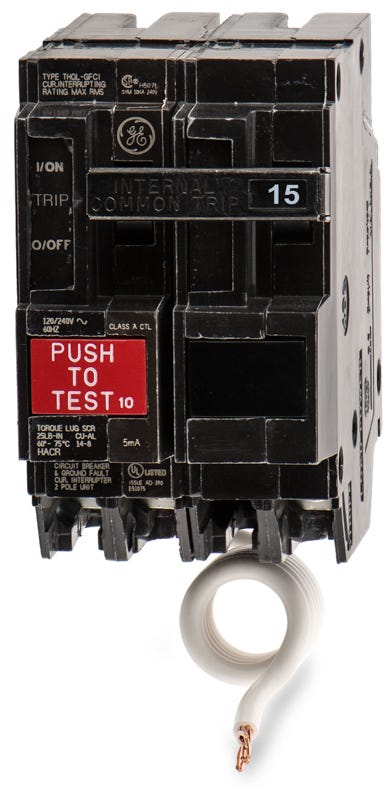 General Electric THQL2115GF1 2 Pole Circuit Breaker Ground Fault ...